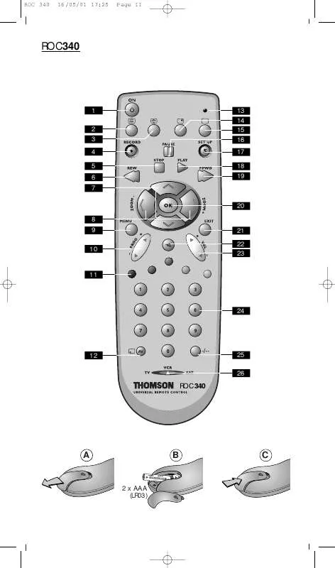 Notice THOMSON ROC 340 - télécommande Trouver une solution à un problème THOMSON ROC 340 mode d ...